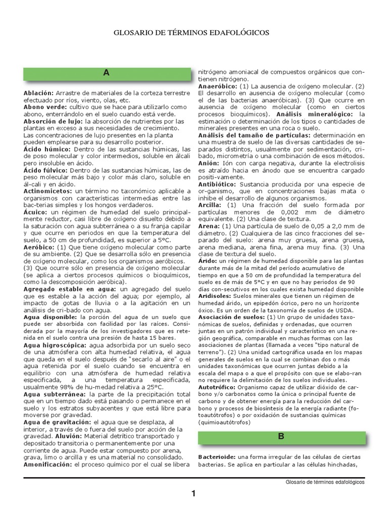 Glosario Edafologico | PDF | Suelo | Arcilla