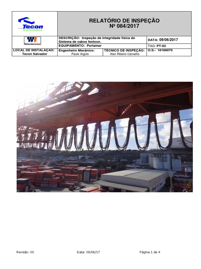 Inspeção de Cabos Festoon no Tecon Salvador | PDF | Engenharia | Science