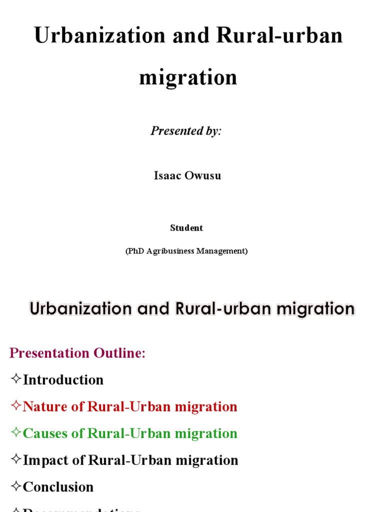 Urbanization & R-U Migration-Presentation | PDF | Urbanization ...