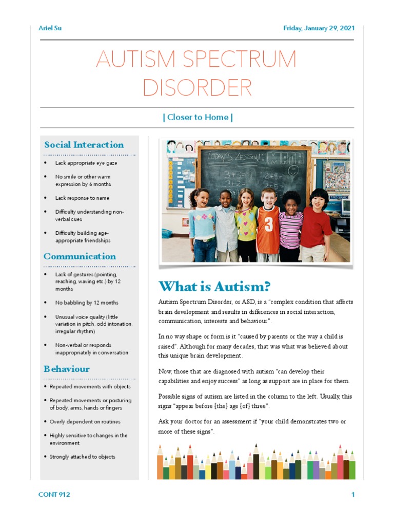 Asd Brochure - Ariel Su PDF | PDF | Autism Spectrum | Health Care