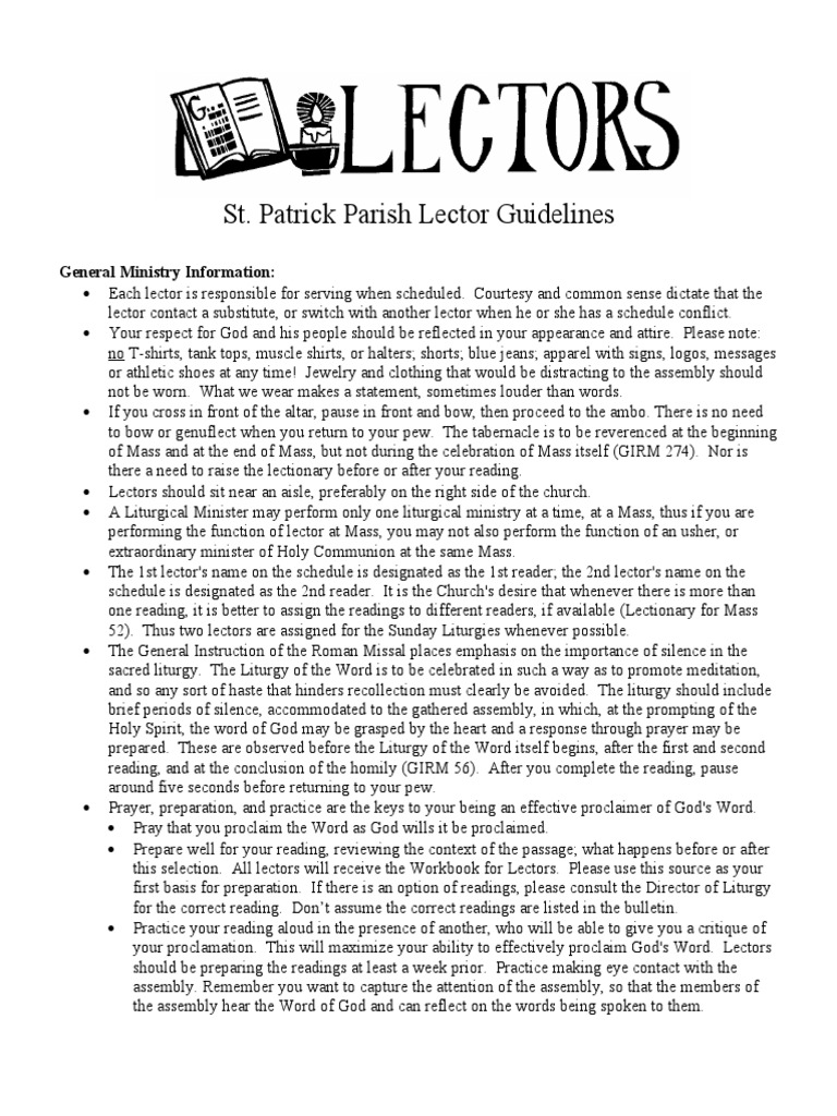 Guidelines For Lectors, 2010 | Download Free PDF | Lectionary | Mass ...
