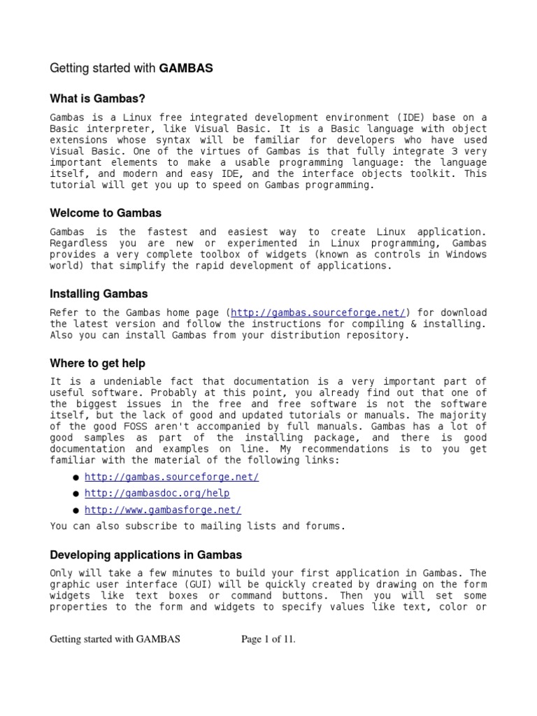 Getting Started With GAMBAS | PDF | Widget (Gui) | Graphical User ...