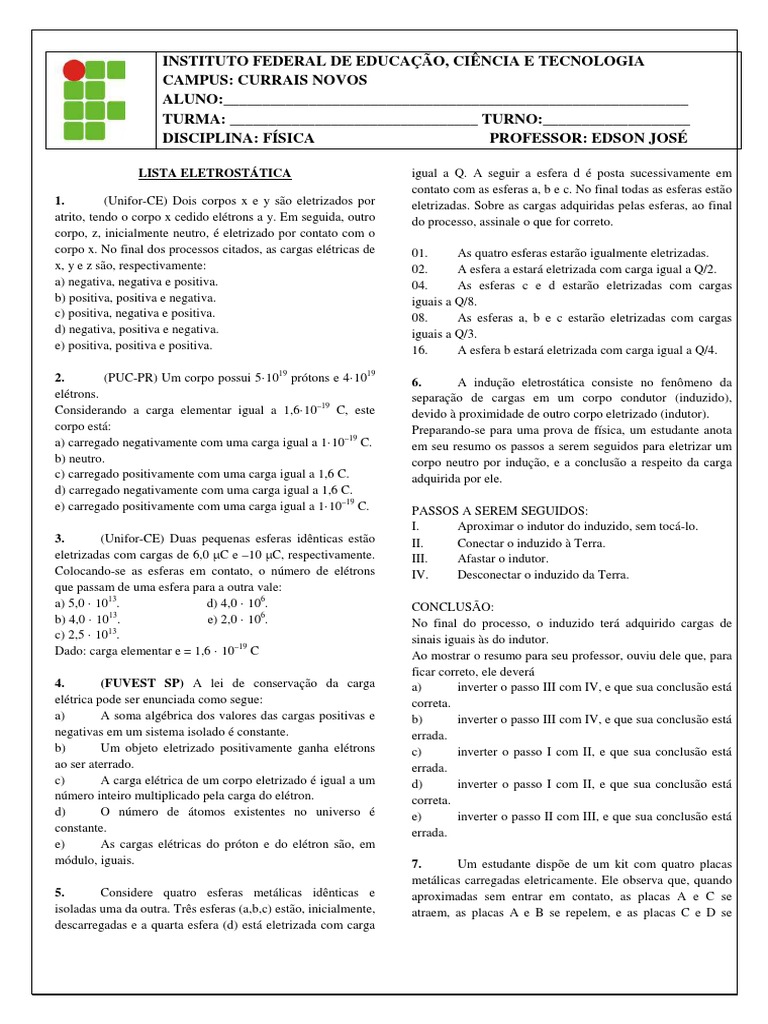 Fisica 2 - Eletrostatica | PDF | Carga elétrica | Eletrostática