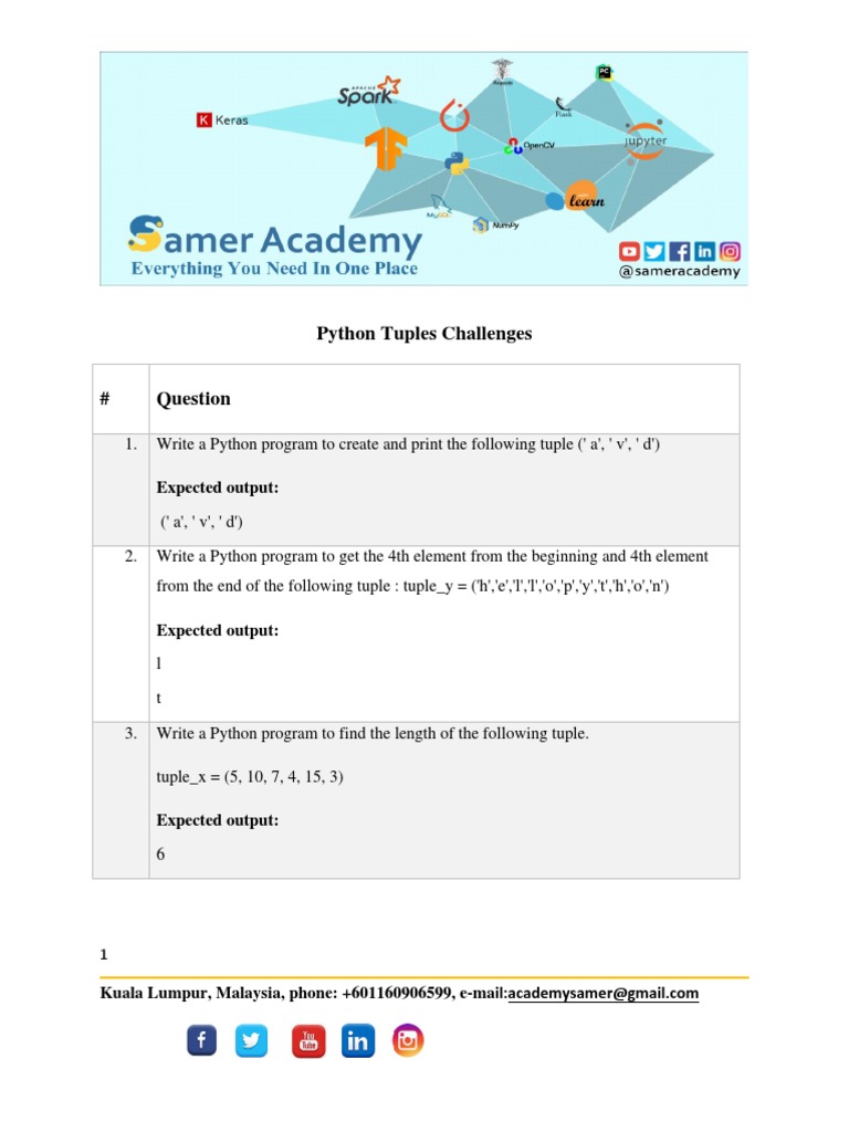 Python Tuple Exercises | PDF