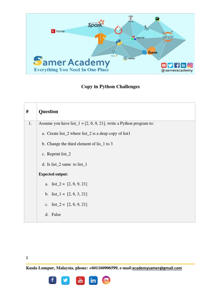 11.5 Copy in Python Challenges | PDF