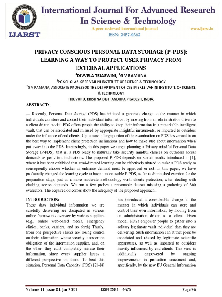 Privacy Conscious Personal Data Storage (P-PDS) : Learning A Way To ...