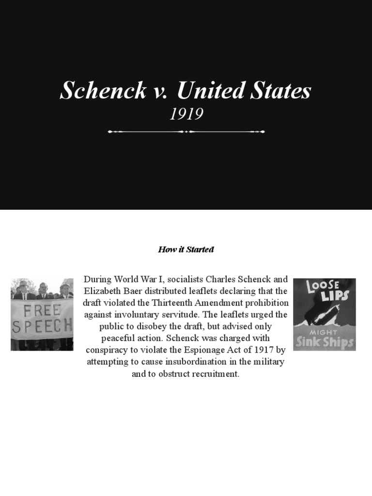 Schenck v. United States: 1919 Case Summary | PDF