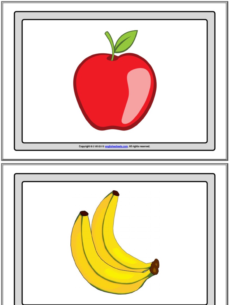 Fruits Vocabulary Esl Printable Flashcards Without Words For Kids | PDF