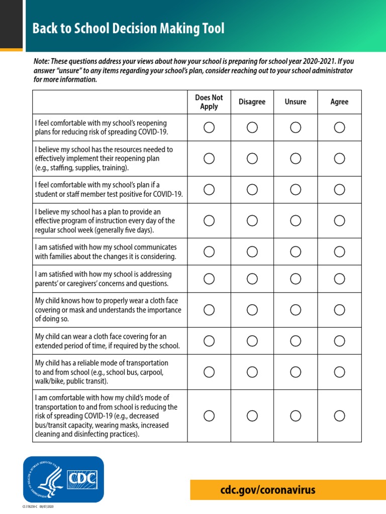Back To School Decision Making Tool | PDF | Individualized Education ...