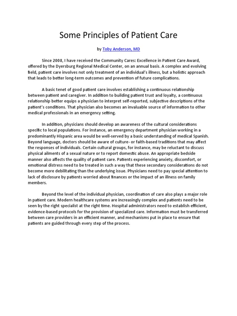Some Principles of Patient Care | PDF | Self-Improvement | Wellness