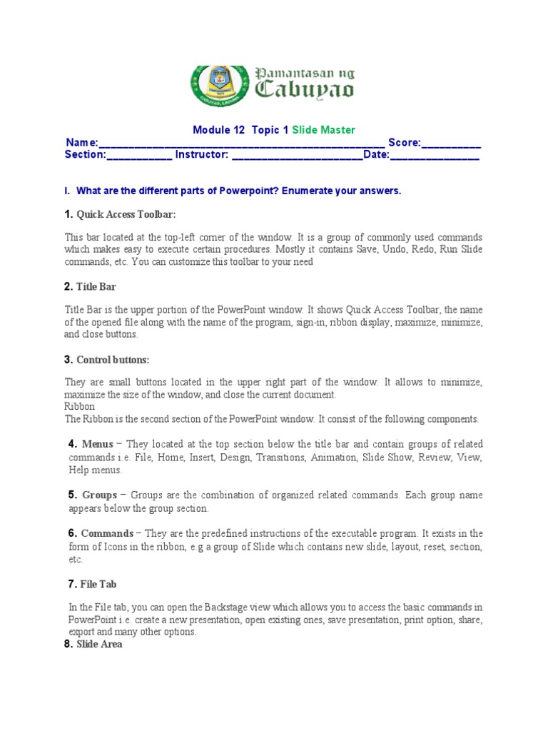 Module 12 Topic 1 Slide Master | PDF | Window (Computing) | Software
