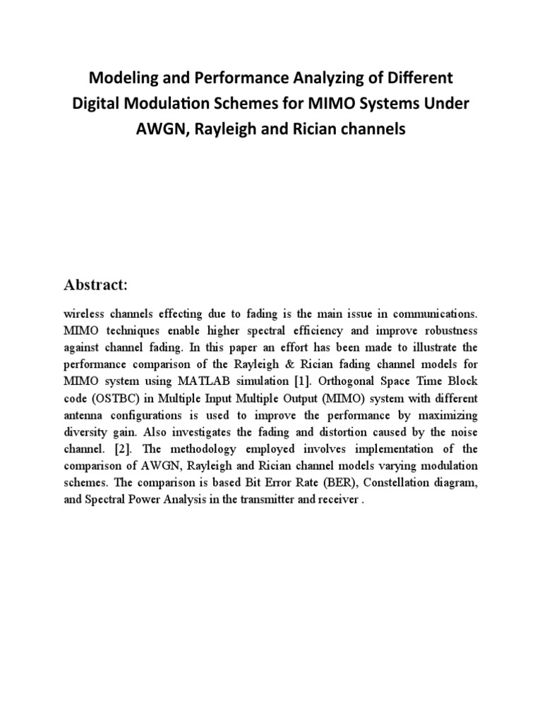 MIMO Systems and Channel Models Proposal | PDF | Mimo | Modulation