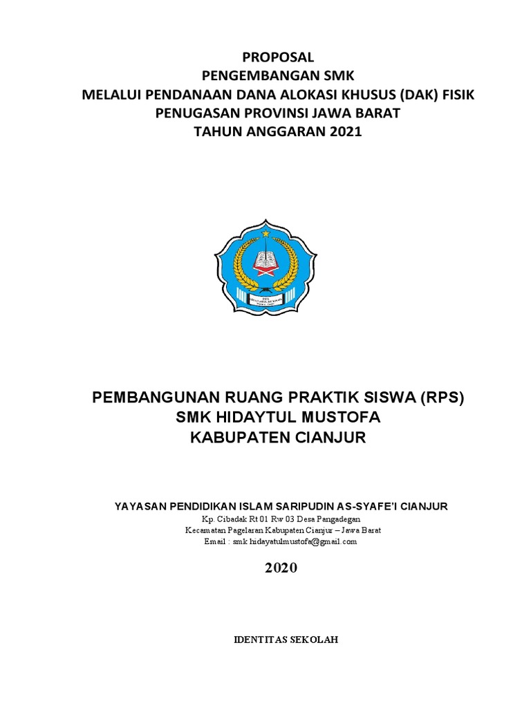 Proposal DAK Pembangunan RPS SMK Hidayatul Mustofa | PDF