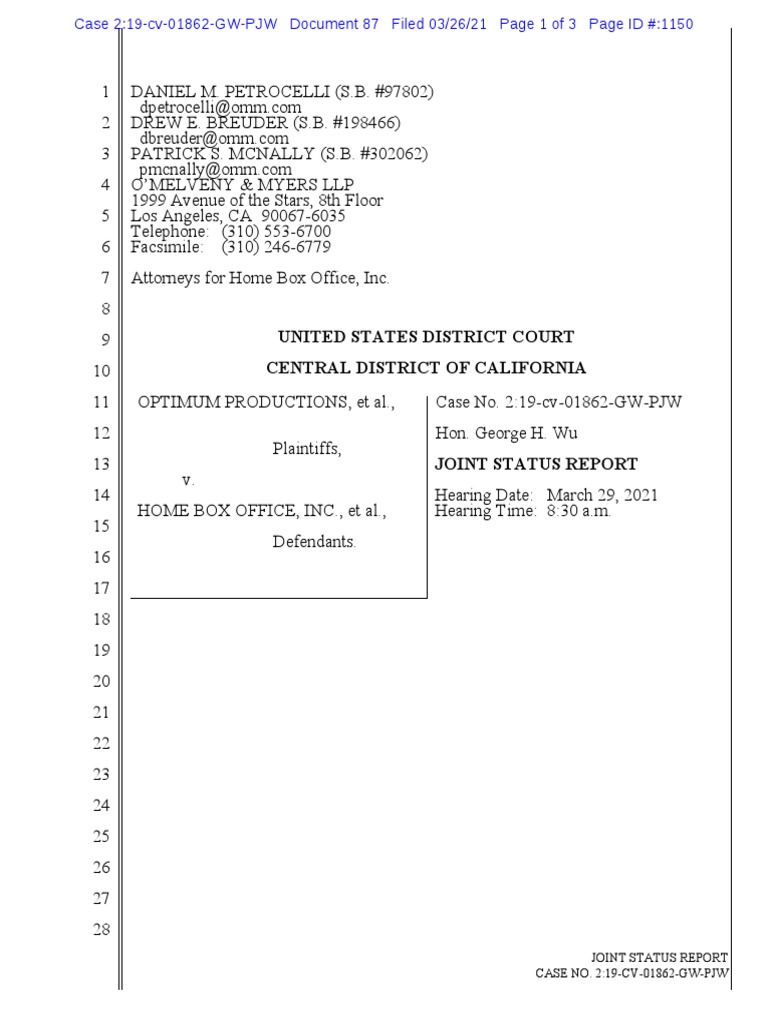 Joint Status Report | PDF | United States Law | Public Law