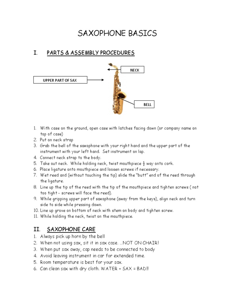 Saxophone Basics by Vince Deluca | PDF | Saxophone | Musical Instruments