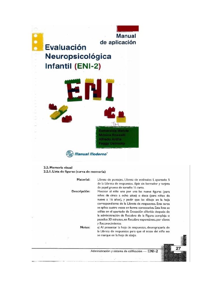 Instrucciones ENI-2 Memoria Visual | PDF