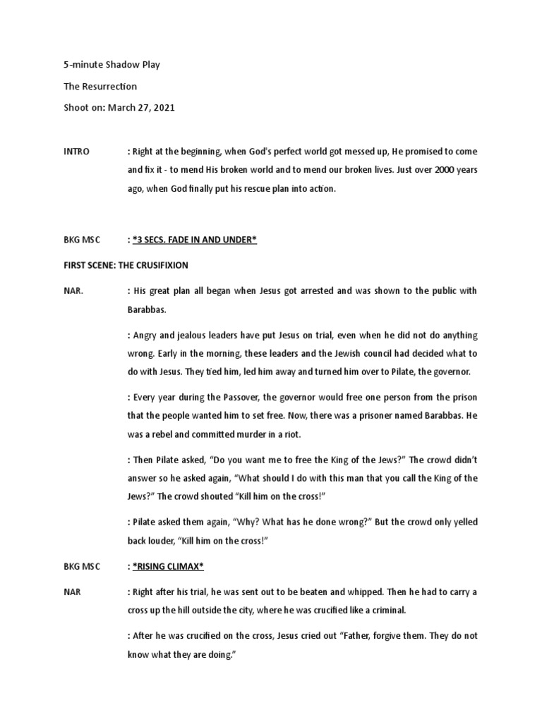 Final Revison Shadow Play Script | PDF | Crucifixion Of Jesus | Barabbas