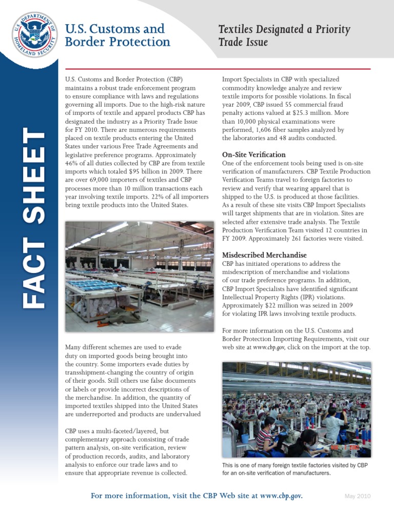 CBP Textile Import Enforcement Overview | PDF | U.S. Customs And Border ...