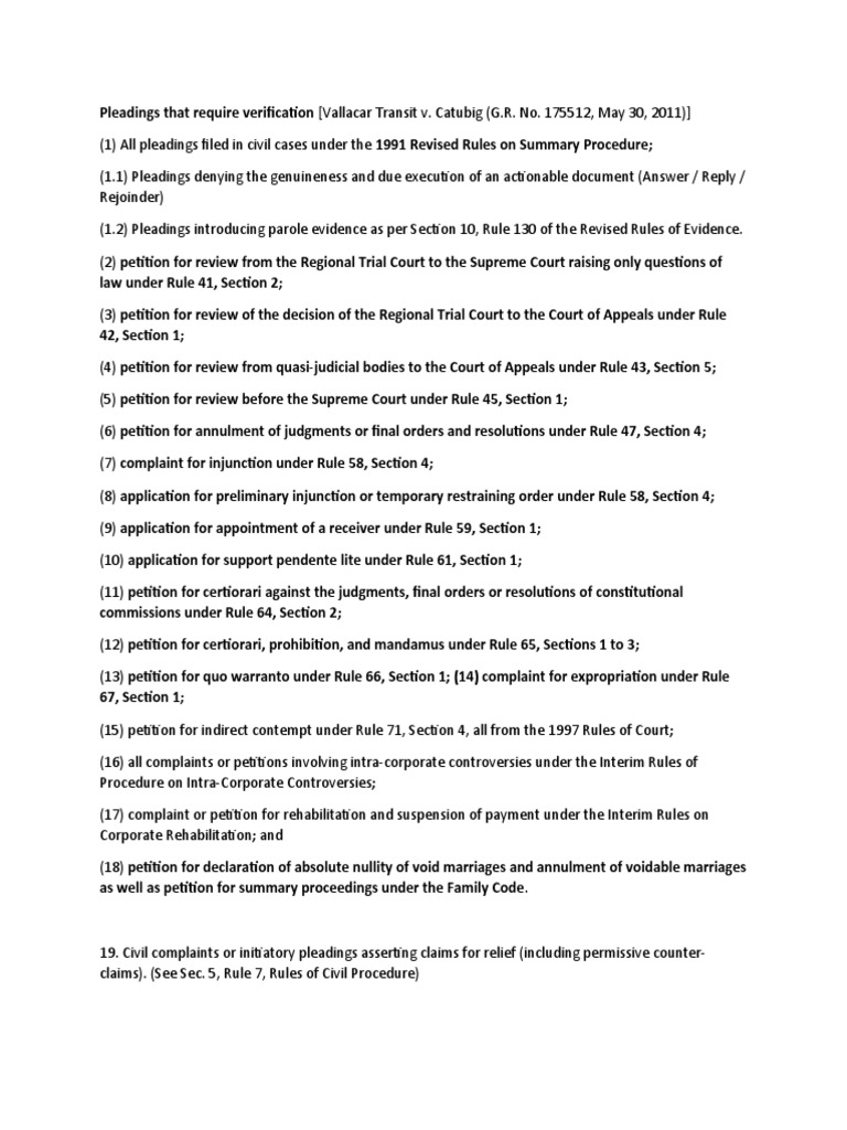 Pleadings With Verification | PDF | Pleading | Annulment