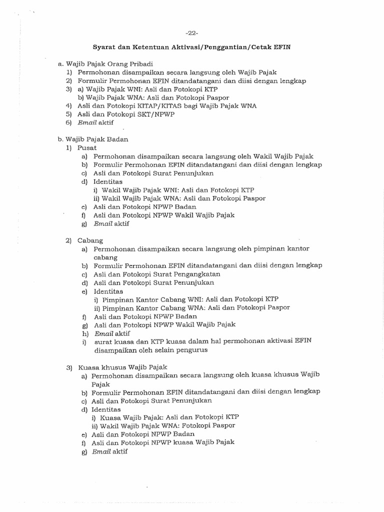 Petunjuk Pengisian Form Permohonan EFIN | PDF