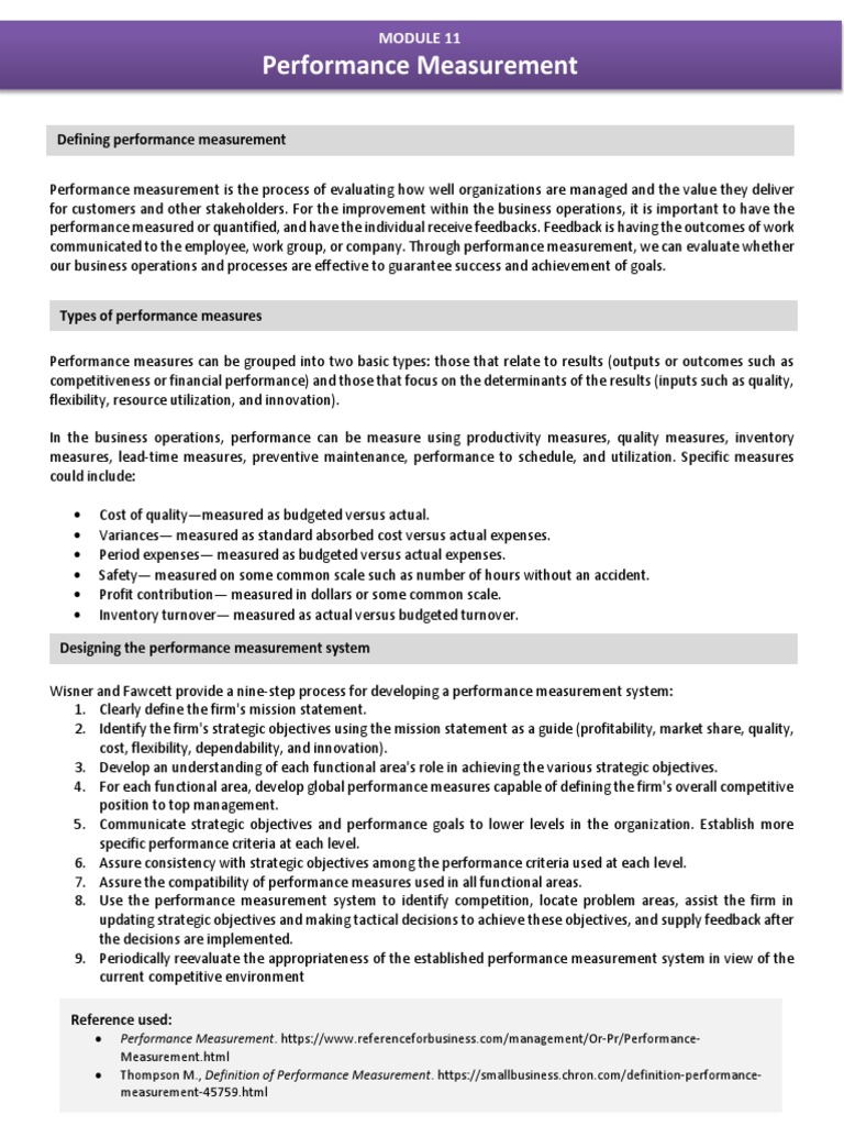 Defining Performance Measurement | PDF | Inventory | Innovation