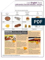 Restaurant Reading and Vocabulary Exercises | PDF | Restaurants | Meal