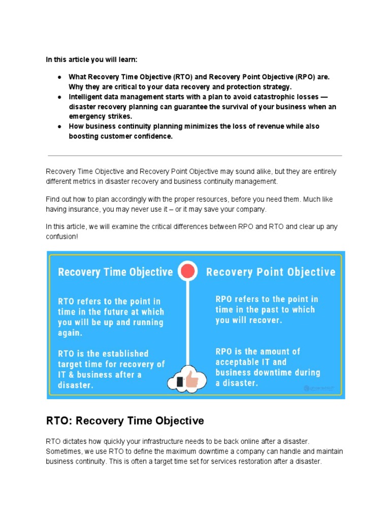 RTO (Recovery Time Objective) Vs RPO (Recovery Point Objective) | PDF ...