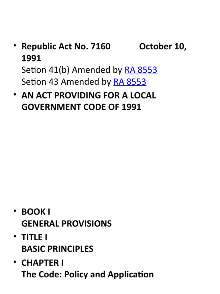 Chapter 1 Local Govt Code | PDF | Devolution | Local Government