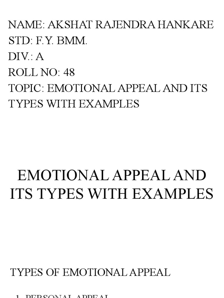 Types of Emotional Appeals Explained | PDF