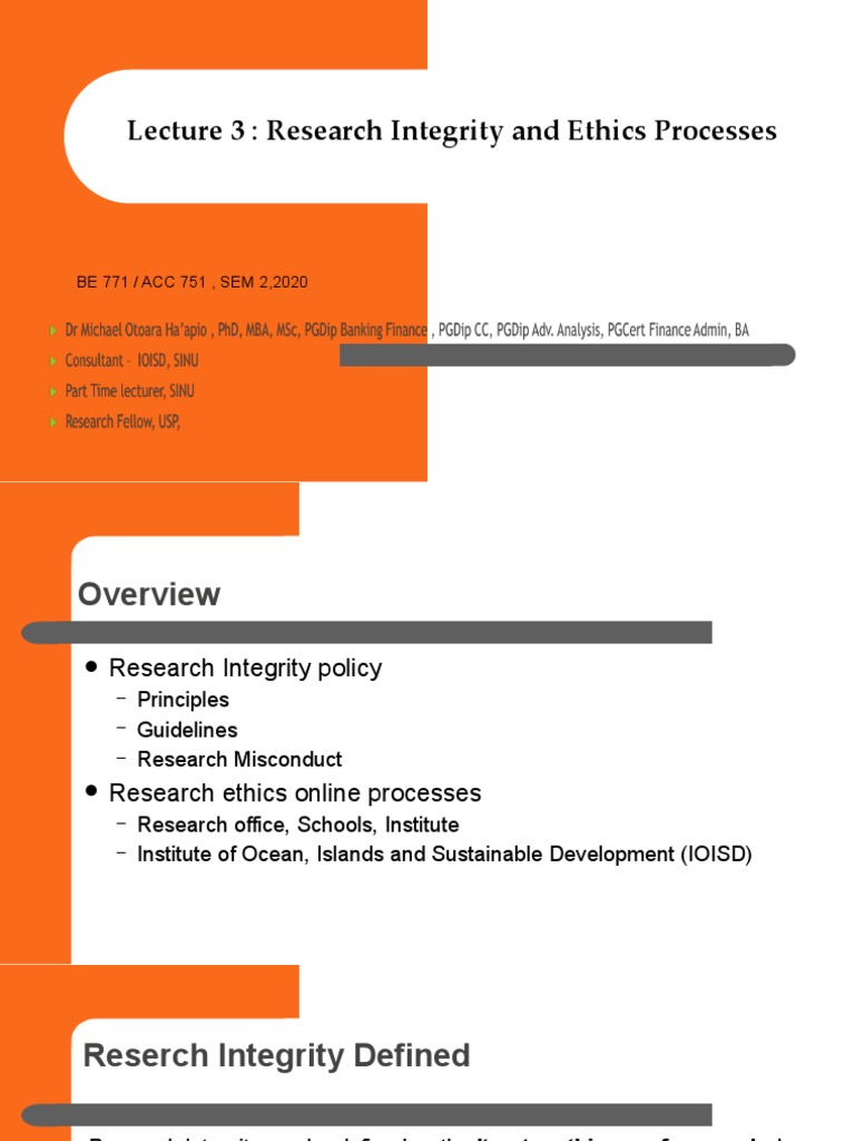 Lecture 3 Research Integrity and Ethics | PDF | Plagiarism | Integrity
