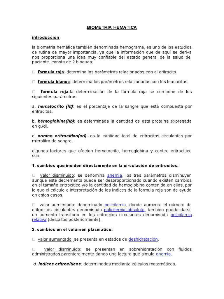 Guía Completa sobre Biometría Hemática | PDF | Sangre | Tipo de sangre