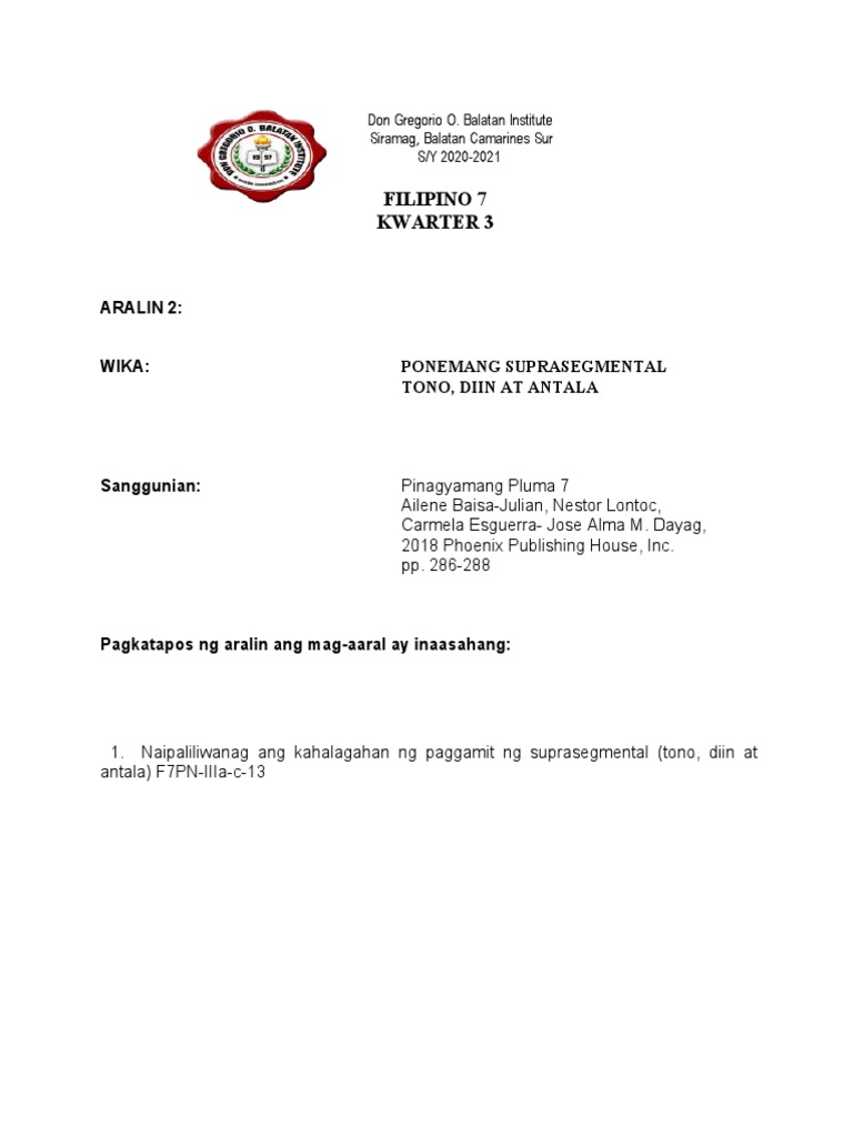 Module 2-FIL 7-3rd Quarter | PDF