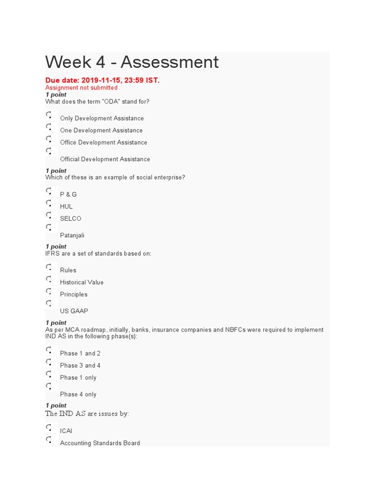 Week 4 - Assessment: Due Date: 2019-11-15, 23:59 IST | PDF | Career ...