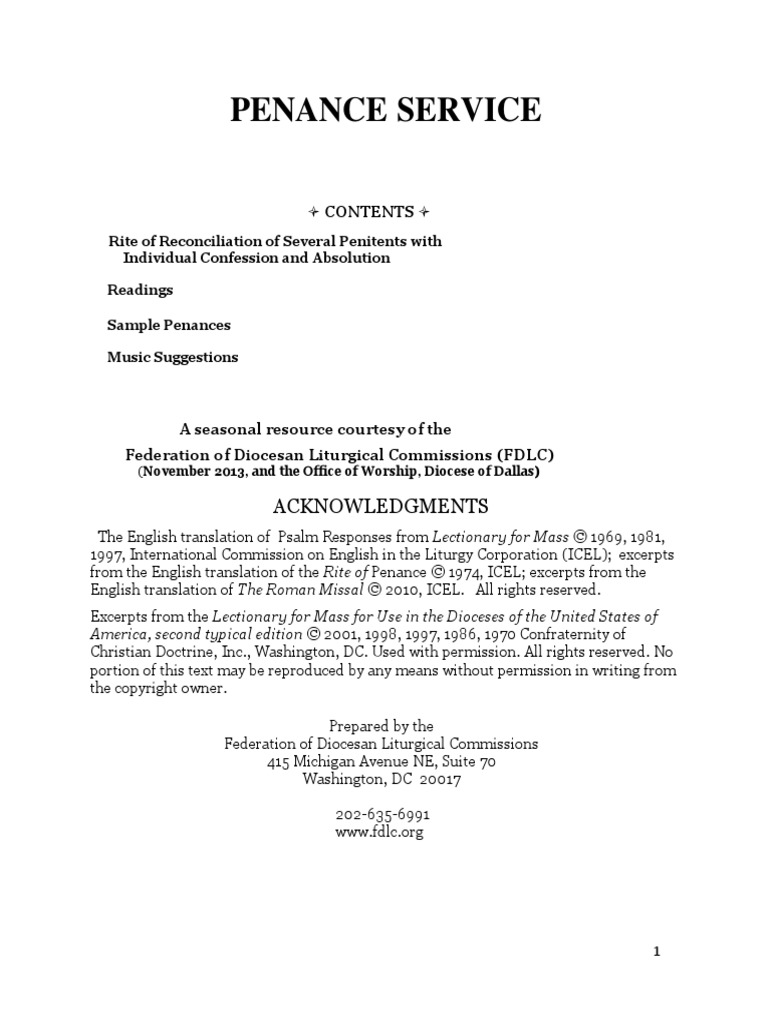 A PENANCE SERVICE With Individual Confession ENG | PDF | Confession ...