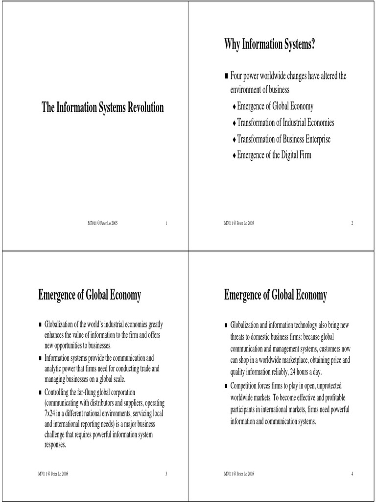 Why Information Systems?: M7011 © Peter Lo 2005 1 M7011 © Peter Lo 2005 2 | PDF | Information ...