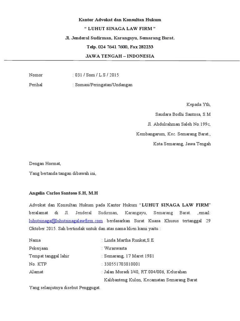 Contoh Somasi 1 | PDF