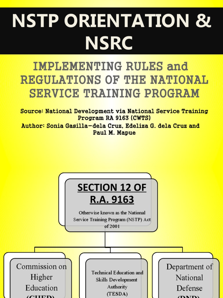 NSTP Orientation & NSRC: Implementing Rules and Regulations of The ...