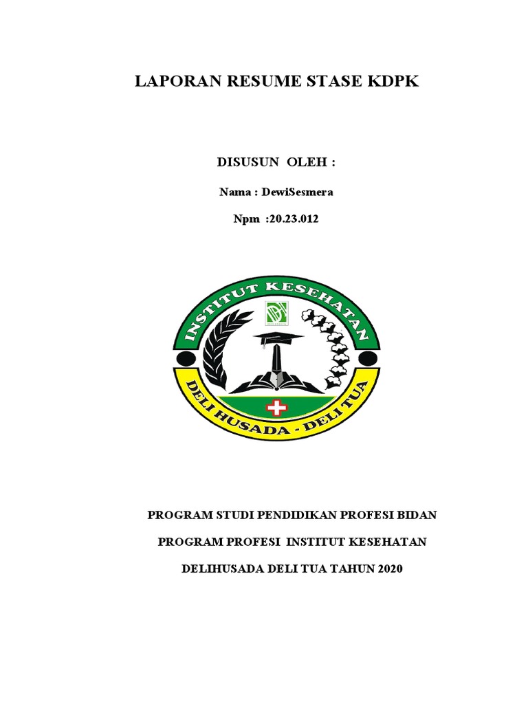 Laporan Resume Stase KDPK | PDF