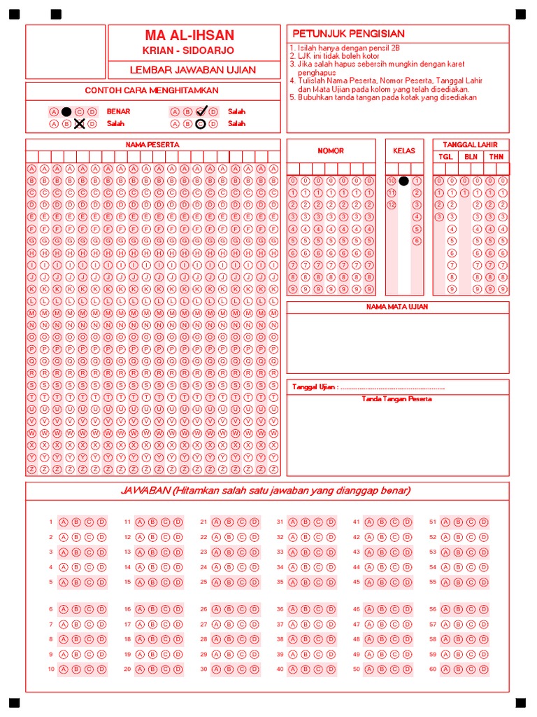 Contoh LJK UJIAN | PDF
