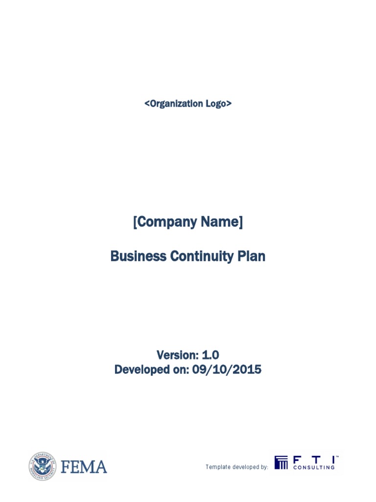 FEMA Small Business Continuity Plan Template | Download Free PDF ...
