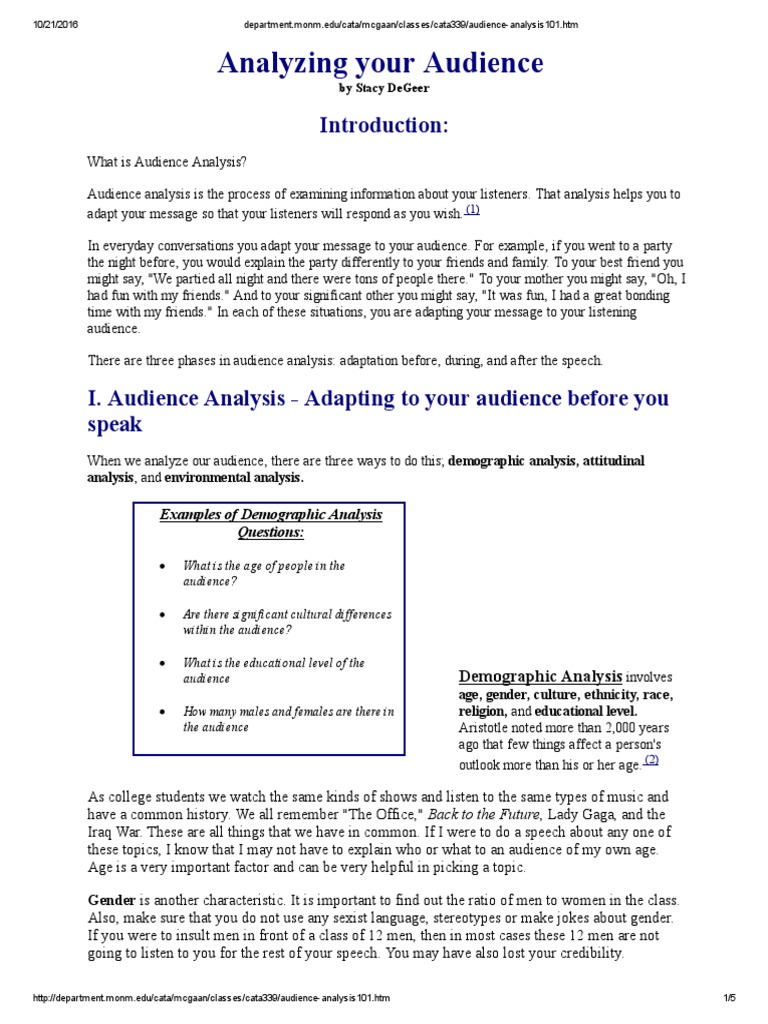 Analyzing Your Audience: Examples of Demographic Analysis Questions ...