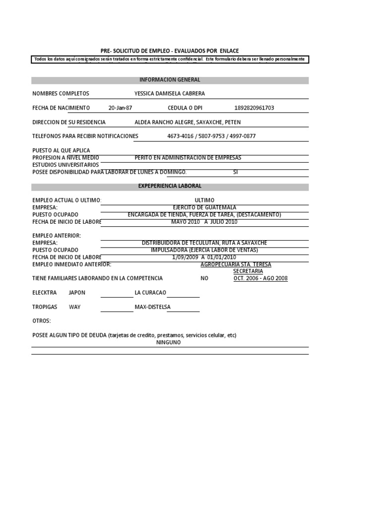 Formato Pre Solicitud de Empleo | PDF | Business | Science