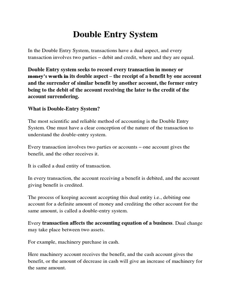 The Fundamental Principles and Benefits of the Double-Entry Accounting ...