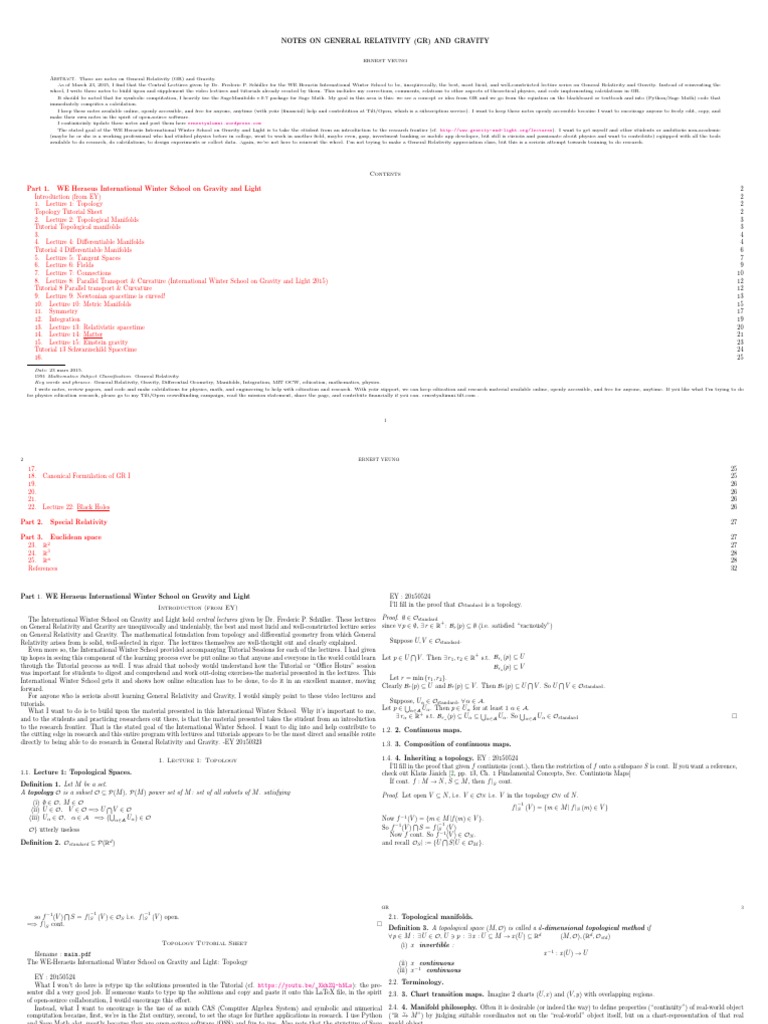 Gravity Notes Grande | PDF | Differentiable Manifold | General Relativity