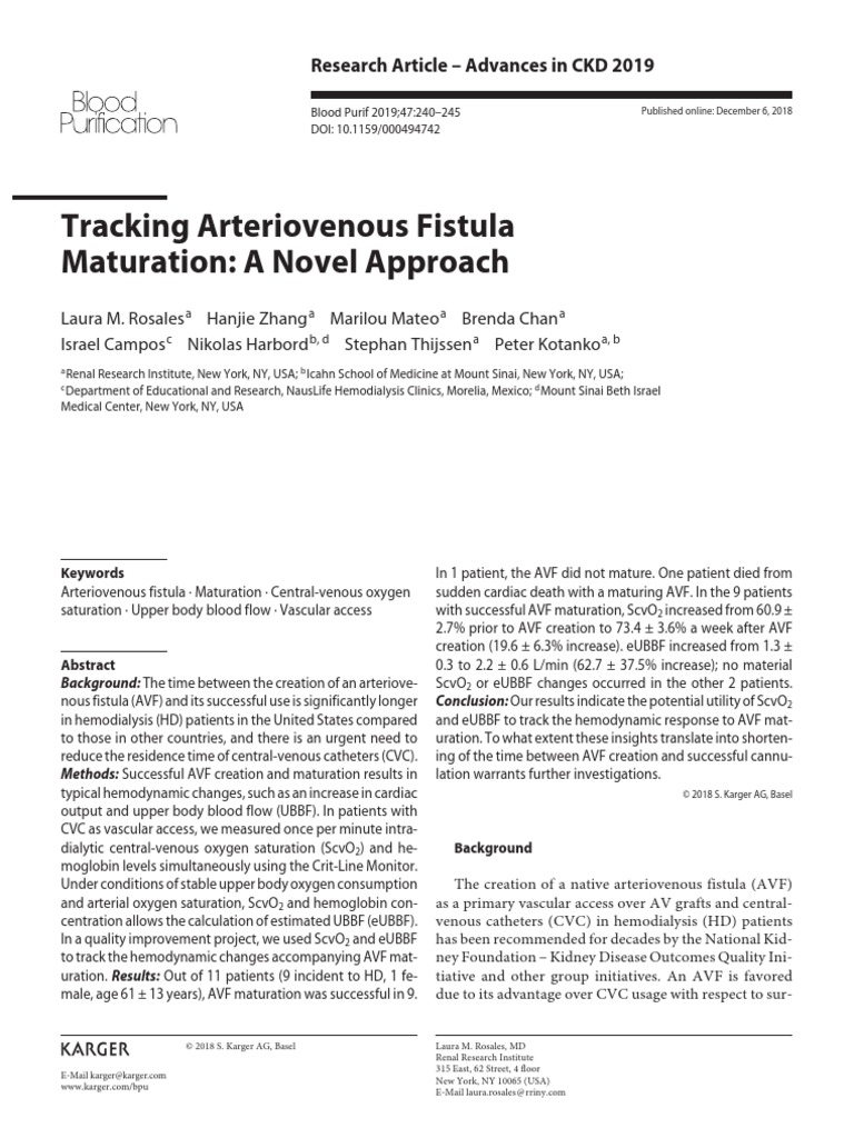 Tracking Arteriovenous Fistula Maturation: A Novel Approach: Research ...