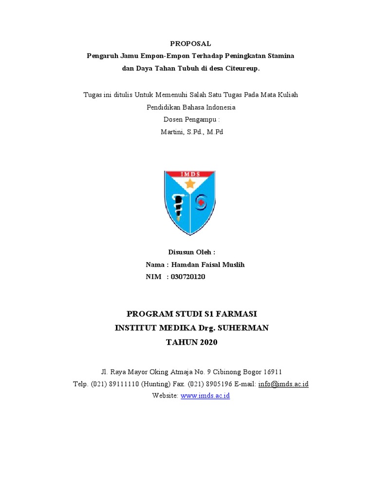 Hamdan Faisal Musih S1 Farmasi Semester 1 Proposal | PDF