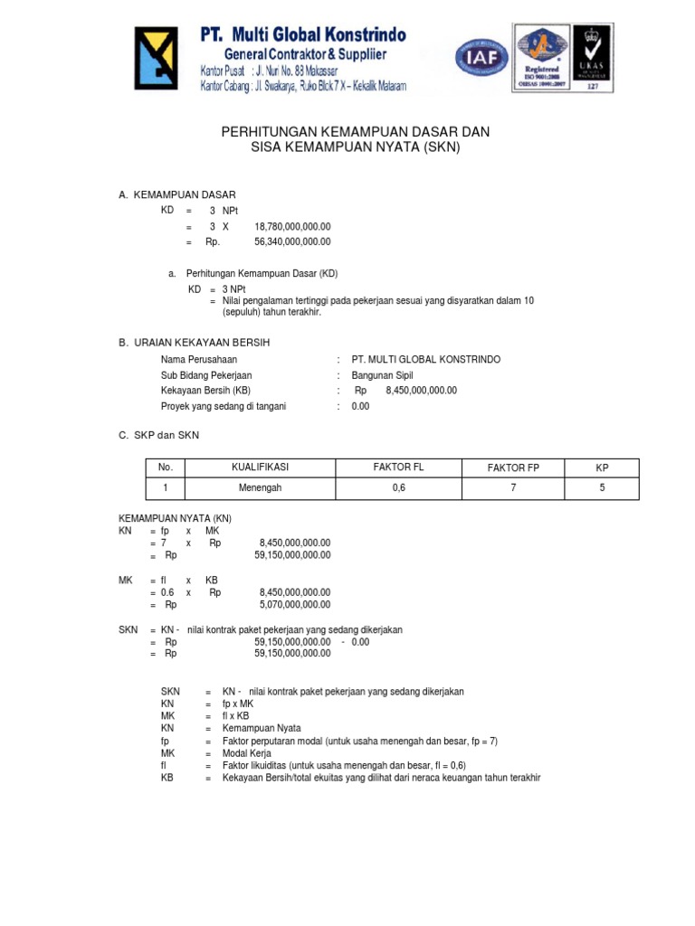 Perhitungan KD Dan SKN | PDF | Pengelolaan Keuangan & Uang