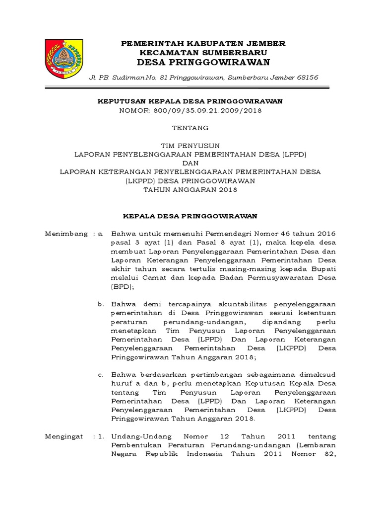 00 SK Tim Penyusun LPPD | PDF