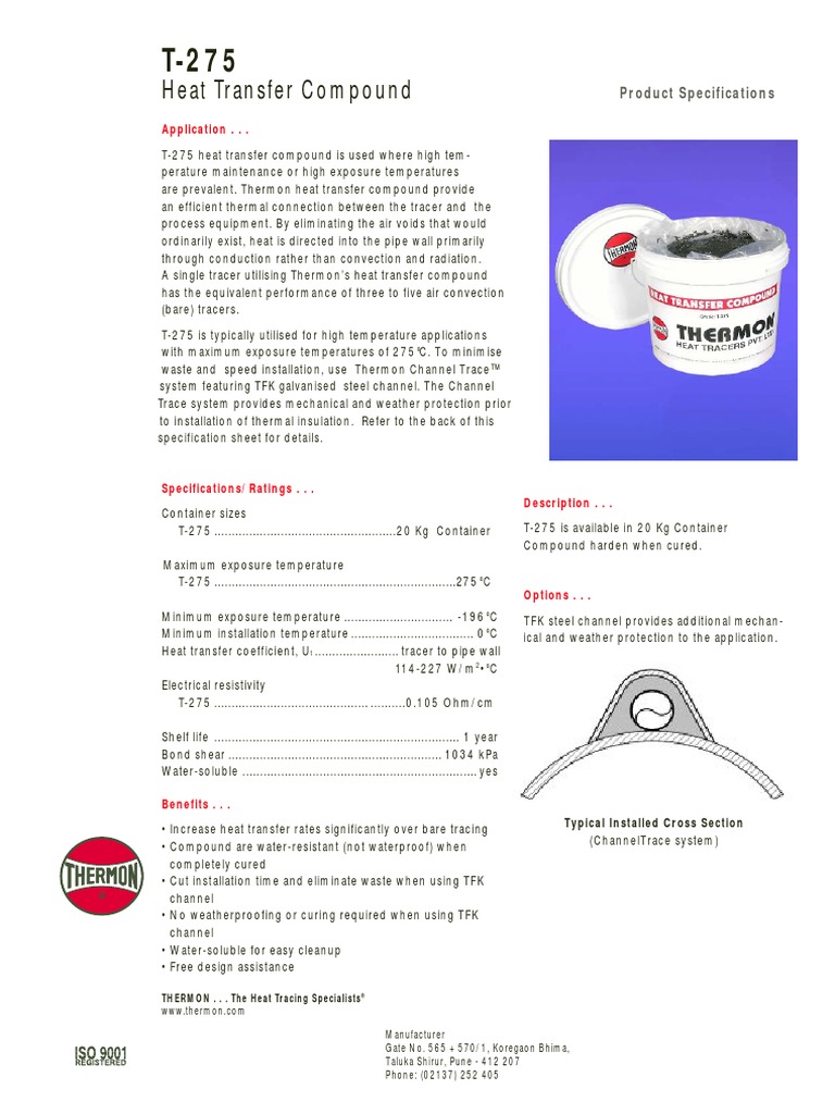 Thermon T275 - HTC | PDF | Pipe (Fluid Conveyance) | Heat Transfer