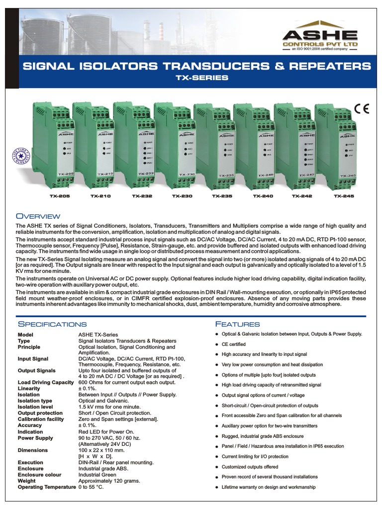TX 242 Temperature Isolator Splitter Repeater | PDF | Power Supply ...